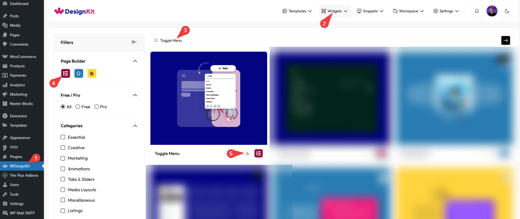Toggle Menu - WDesignKit Learning Center
