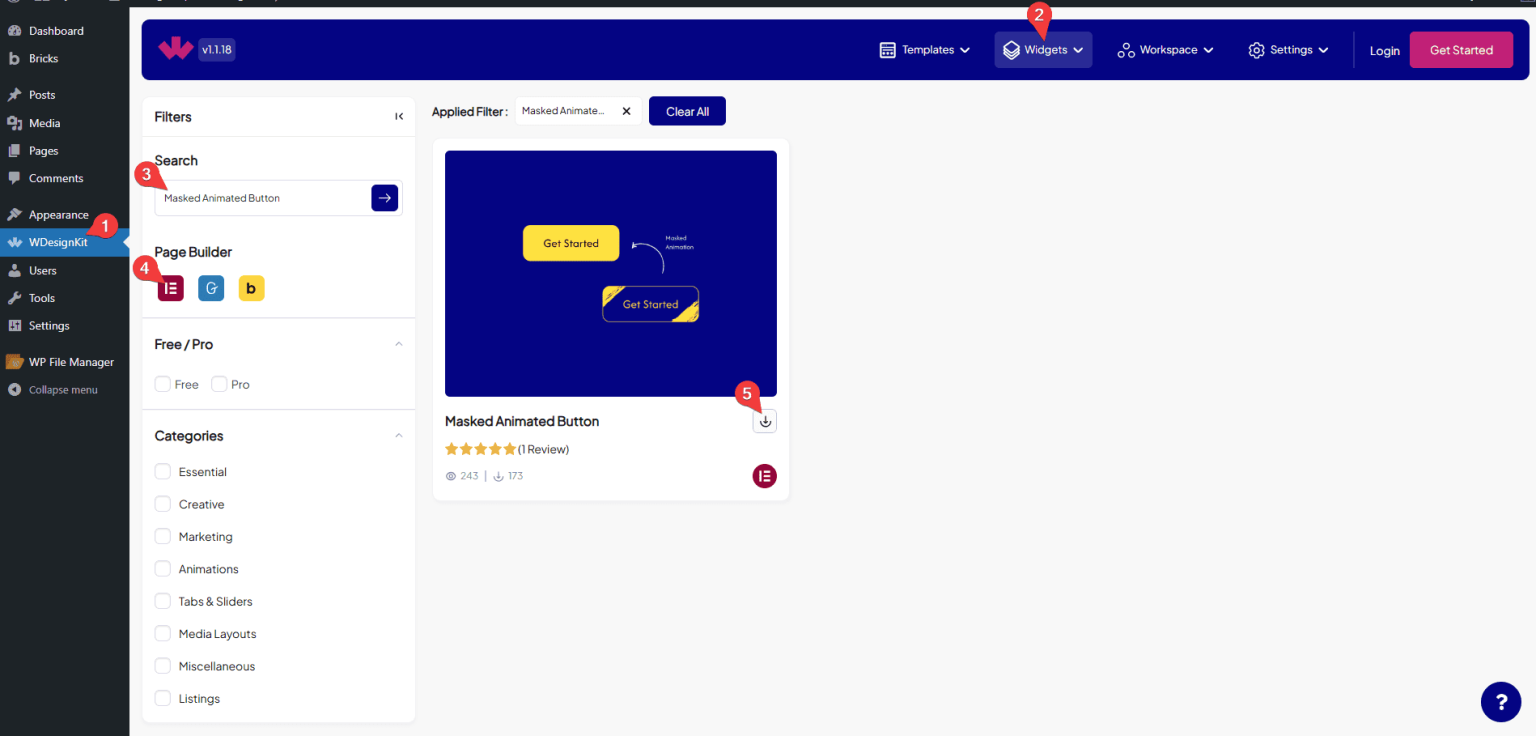 Masked Animated Button Widget for Elementor - WDesignKit Learning Center