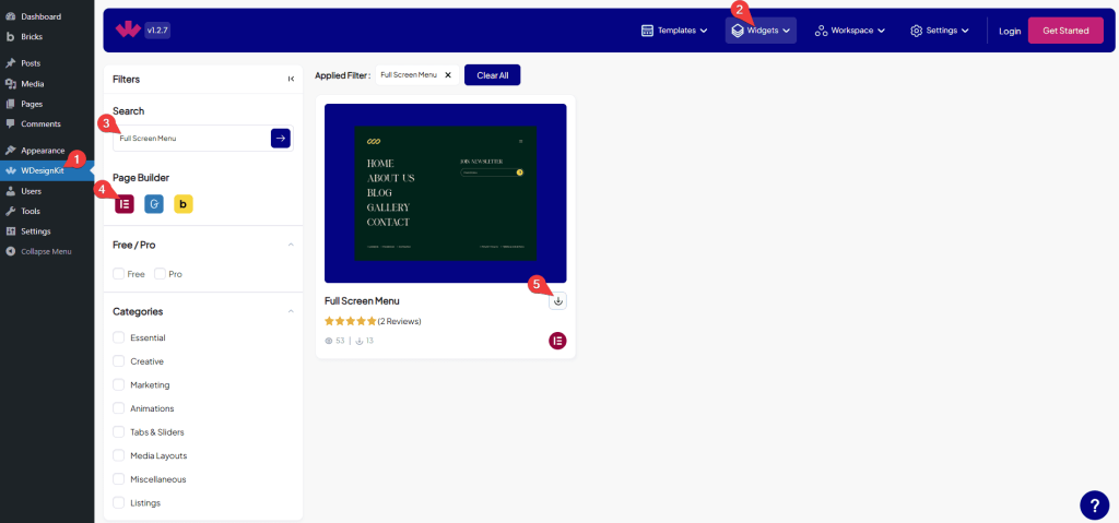 Full Screen Menu Widget for Elementor - WDesignKit Learning Center